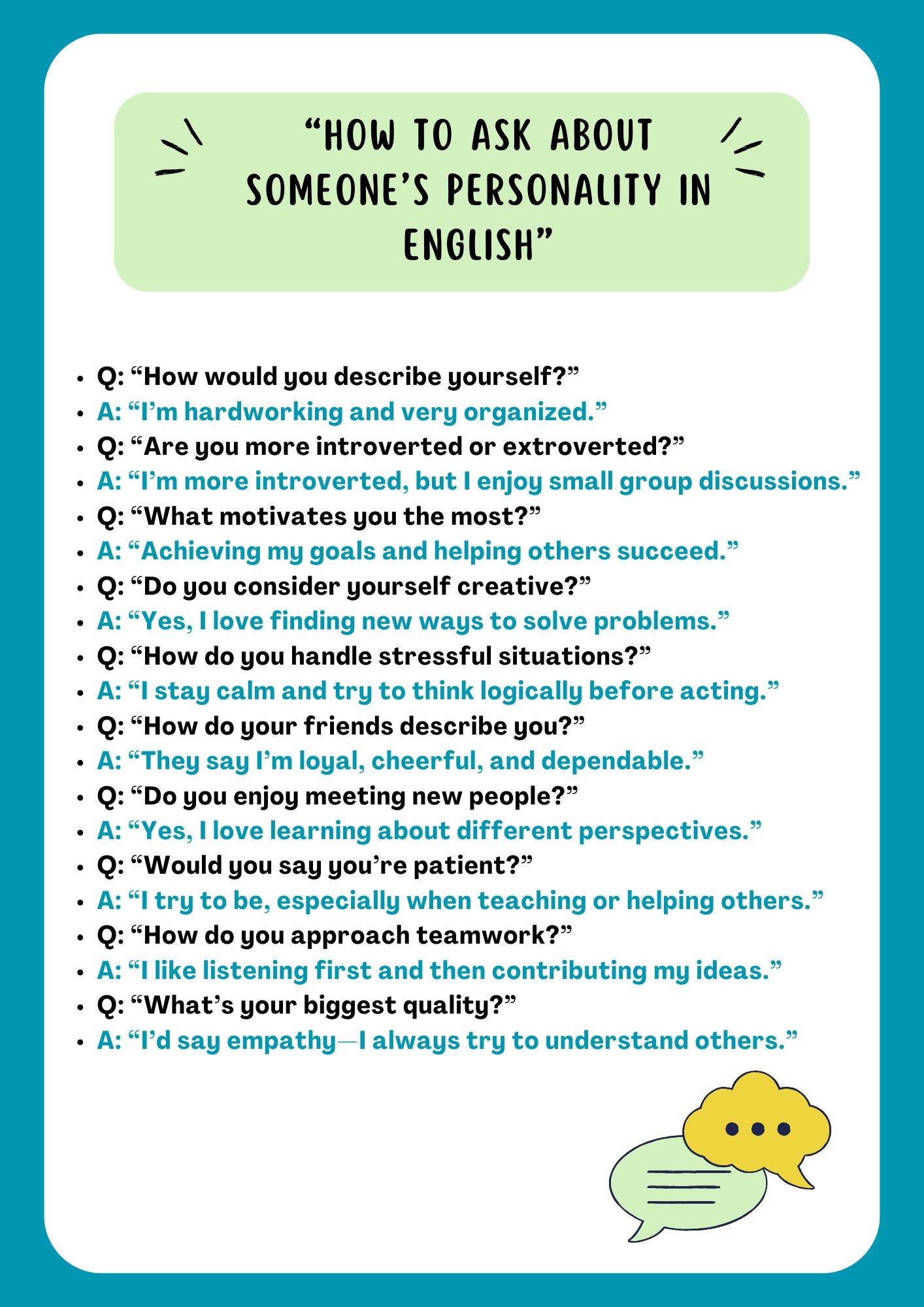 Personality Adjectives to Describe a Person – Learn English Language ...